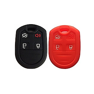 Black and Red Silicone Key Fob Case Cover Skin Key Jacket Keyless Smart Jacket Cover Protector for Expedition F150 F250-350 LINCOLN Navigator