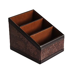 Daixers PU Leather Remote Control Holder Storage Container for TV Remote Phone Caddy Eyeglasses