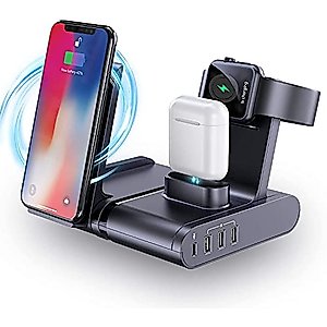 seenda Charging Station for Multiple Devices - 90W Fast Charger Station with 4 USB Ports (1 USB C + 3 USB A) and 10W Wireless Charger for iWatch AirPods iPhone MacBook,Tablet iPad and More