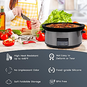 Slow Cooker Liners fit Crock Pot 7-8 QT,Maywe Tanso for Crock Pot Liners For 7-8 Quart Oval or Round Slow Cookers,Reusable & Leakproof Silicone Slow Cooker Liner For Crock Pot,Dishwasher Safe BPA Free