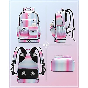 MATEIN Backpack with Lunch Compartment, Durable Insulated Cooler Lunch Bag for Women Nurse Teacher, 17 inch Laptop Backpack for Work Office Meal Prep Large Travel Daypack for Camping Picnic,Tie dye