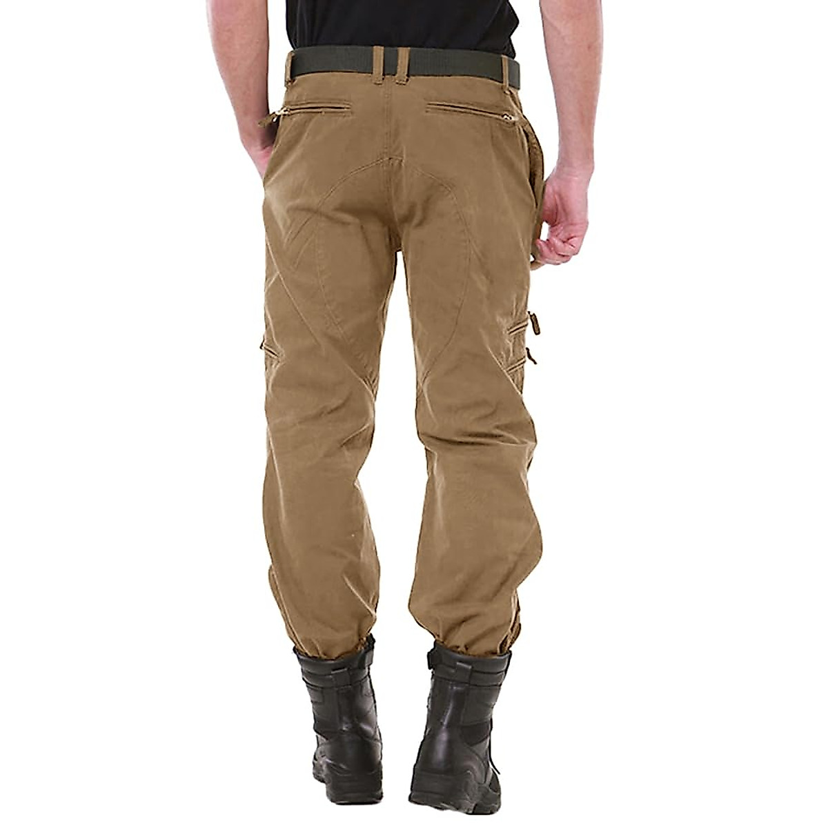 CRYSULLY Men's Winter Cotton Casual Sport Hiking Army Cargo Wild Combat Multi Pockets Work Trousers Wolf Brown