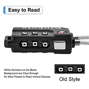 Kinkota Luggage Locks TSA Approved, 3 Digit Cable Combination Lock, Plastic TSA Lock for School, Gym, Suitcase, Baggage (2 Pack)