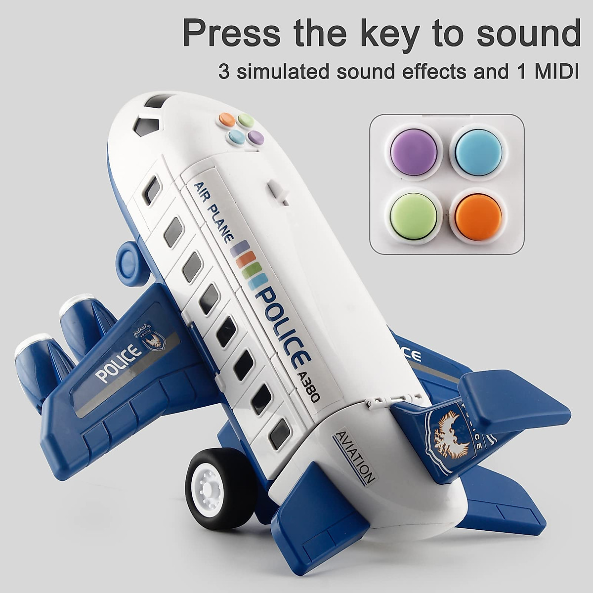 BBnote Deformable Airplane Toys with 4 Cars,Plane with Sound and Light for 3-5-8 Years Old Kids,Birthday Gifts for Boys and Girls