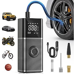 Nilight Tire Inflator Portable Air Compressor Rechargeable 12VDC 150PSI Cordless Battery Cigarette Powered 2X Faster Inflation Air Pump w/Digital Pressure Gauge for Car Motorcycle