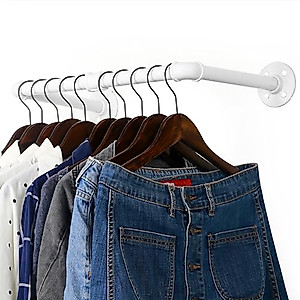 WEBI Clothing Rack Wall Mount,20" Industrial Pipe Clothes Rack for Hanging Clothes,Heavy Duty Iron Garment Rack Bar,Retail Display Clothes Rod for Closet,Laundry Room,White