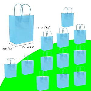 ysmile 12 ct Blue Gift Bag with Handle Favor Bag for Goodie Treat Paper Bag for Birthday Party in Bulk 8.2x5.9x3.1 from