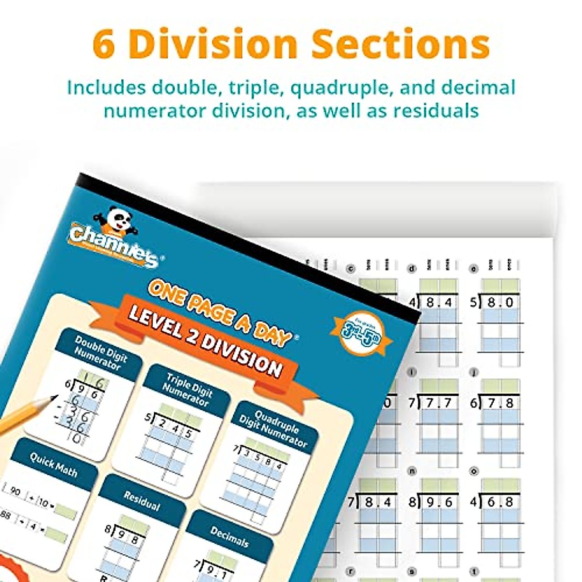 Channie’s One Page a Day Level 2 Division Workbook, Educational Math Activity Book for Kids, Ideal for 3rd to 5th Grade, 50 Pages of Level 2 Divisions for Daily Practice with Answer Sheets Included