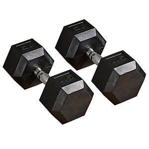 Soozier 2 x 45lbs Hex Dumbbell Set of 2, Rubber Weights Exercise Fitness Dumbbell with Non-Slip Handles, Anti-roll, for Women or Men Home Gym Workout