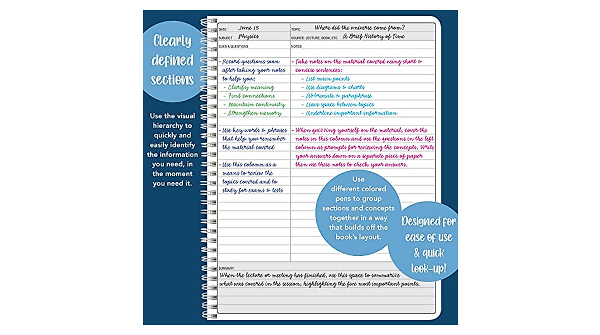 BookFactory Cornell Notes Notebook | Universal Note Taking