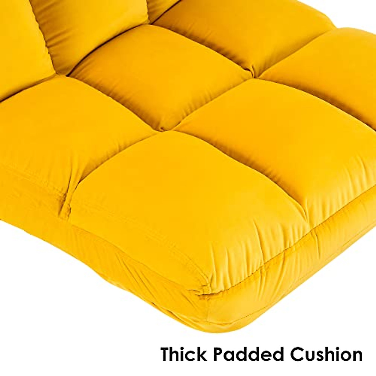 MCombo Accent Chair with Ottoman, Velvet Modern Metal Legs, Club Chair Lounge Sofa Couch for Living Reading Room Bedroom 0014 (Yellow)