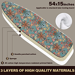 caius Easy Installation 15x54 Ironing Board Cover and Pad - Elastic Edge, Applicable Standard Size Iron Board Cover, Stain Resistant, Setup for Effortless Ironing Experience