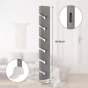 Telihel Wooden Hat Rack for Wall Baseball Cap Display Organizer (Set of 2), Modern Rustic Hat Holder Wall mounted Caps Hanger for Bedroom Entryway Laundry （gray）