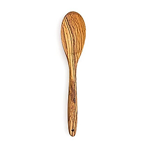 RSVP International Olive Wood Spoon, 12" | Rustic, Natural Authentic Italian Olive Wood | Classic Style for Kitchens, Tables, & More | Functional for Serving Vegetables, Stirring Pasta