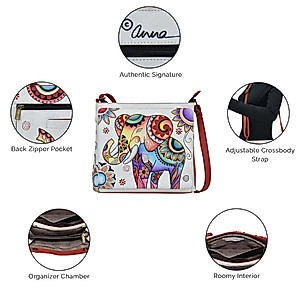 Anna by Anuschka womens Anna Anuschka Women s Genuine Leather Crossbody Organizer Hand Painted Exterior Peacock Lov, Peacock Love, One size US