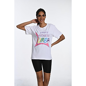 Women's Gym Tank Tops & T-Shirts. Unisex Loose fit, Active Graphic Prints.Perfect Dance, Sport, Workout Black Size Small (US, Alpha, Medium, Regular, Regular, White)