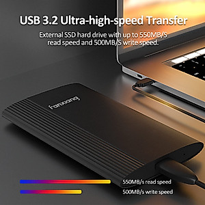 fanxiang P105 External Solid State Drive USB 3.2 Gen2, 1TB SSD External Hard Drive with C to A and C to C Cables, Portable SSD Compatible with PC/Mac/Android/Game Consoles(Black)
