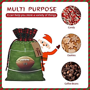 Christmas Gift Bags with Drawstring Burlap Gift Bags American Football Christmas Linen Bags for Xmas Party Candy Bags with Cards Xmas Reusable Wrapping Bags Christmas Linen Treat Bags for Holiday