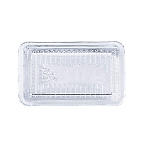 Tablecraft Double Dish, Clear Glass, Embossed Butter, 6.5 x 4 x 3.5