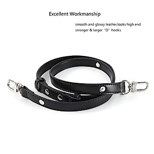 Xiazw Adjustable PU Leather Purse Handle Shoulder Crossbody Strap for Handbag Bucket Bag (Black - Silver)
