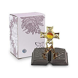 CRYSTOCRAFT Mini Bible Series Gift with Austrian Crystal Studded Art Home Decor for Your Loved One, Friends (Gold) (Mini Cross Bible Story B)