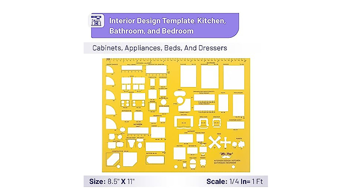 Mr. Pen House Plan Templates - 3 Pack for Accurate Interior Drafting