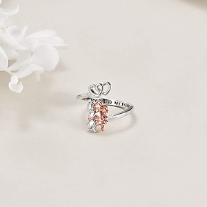 AXELUNA 925 Sterling Silver Sisters Ring Adjustable My Sister My Friend Jewelry Gifts for Women Sisters Gifts from Sister Heart Friendship Rings