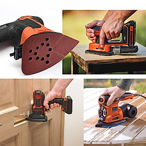 MFBJXC 50PCS Mouse Sander Sandpaper with Extra 2 Tips for Replacement Detail Sander Sanding Pads 12 Holes Hook and Loop Black and Decker Mouse Sander Pads