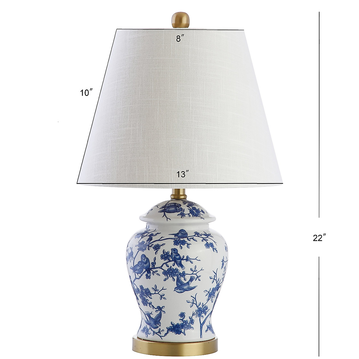 JONATHAN Y JYL3005A Penelope 22" Chinoiserie LED Table Classic Cottage Bedside Desk Nightstand Lamp for Bedroom Living Room Office College Bookcase LED Bulb Included, Blue/White