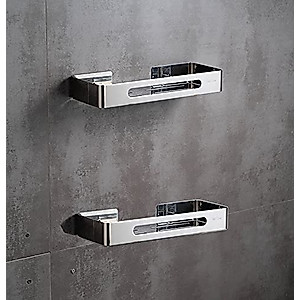 Capricorn Stars Punch-free 2-Pack Shower Rrack Organizer with 4 Hooks Stainless Steel Shampoo Holder Shower Shelf(L12,W4.7,H1.8), Silver