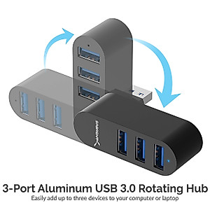 Sabrent Premium 3-Port Aluminum Mini USB 3.0 Hub + 4-Port USB 2.0 Hub