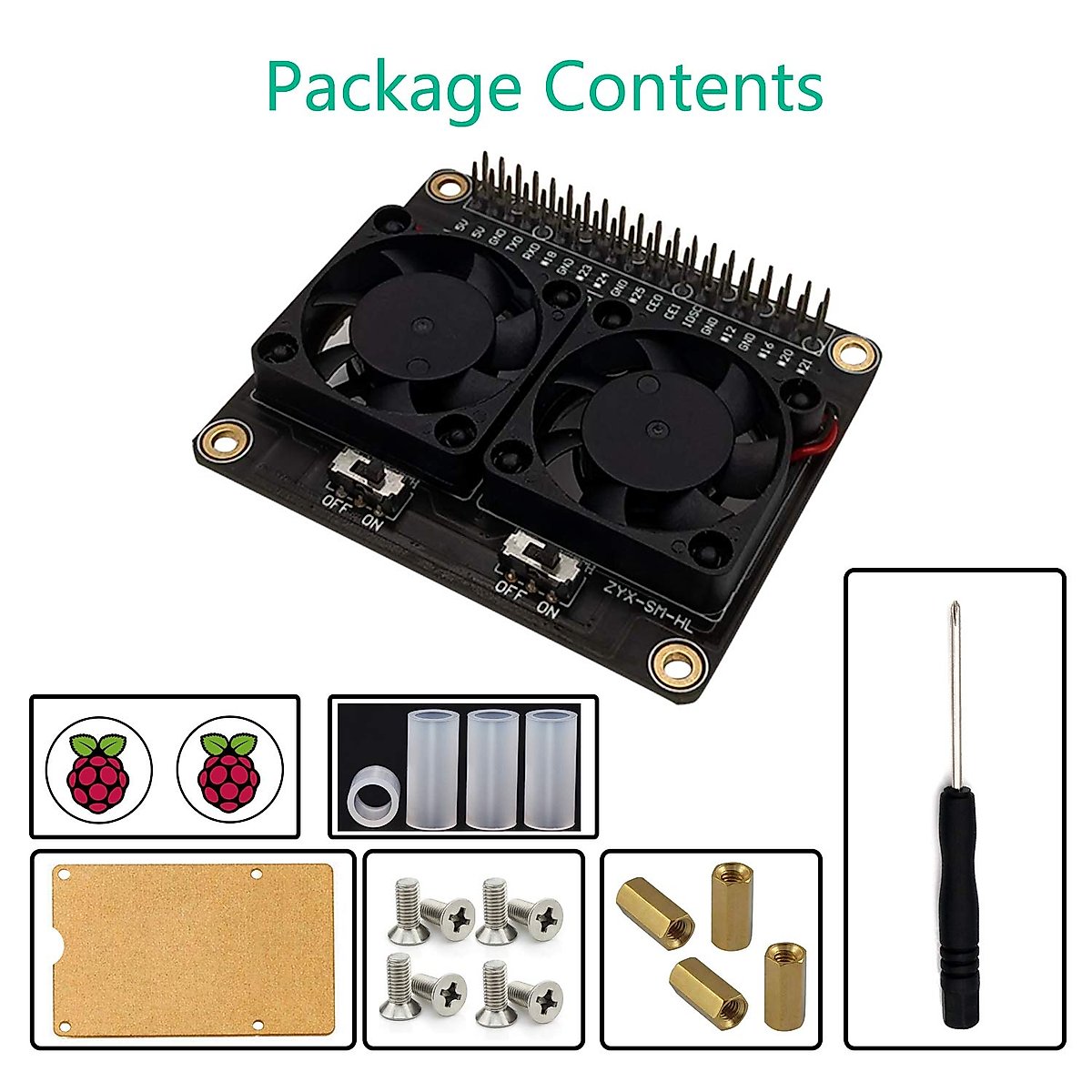 Raspberry Pi 4B Dual Cooling Fans and Automatic Discoloration LED, Raspberry Pi GPIO Expansion Board for Raspberry Pi 4B / 3B+ / 3B / 3A+