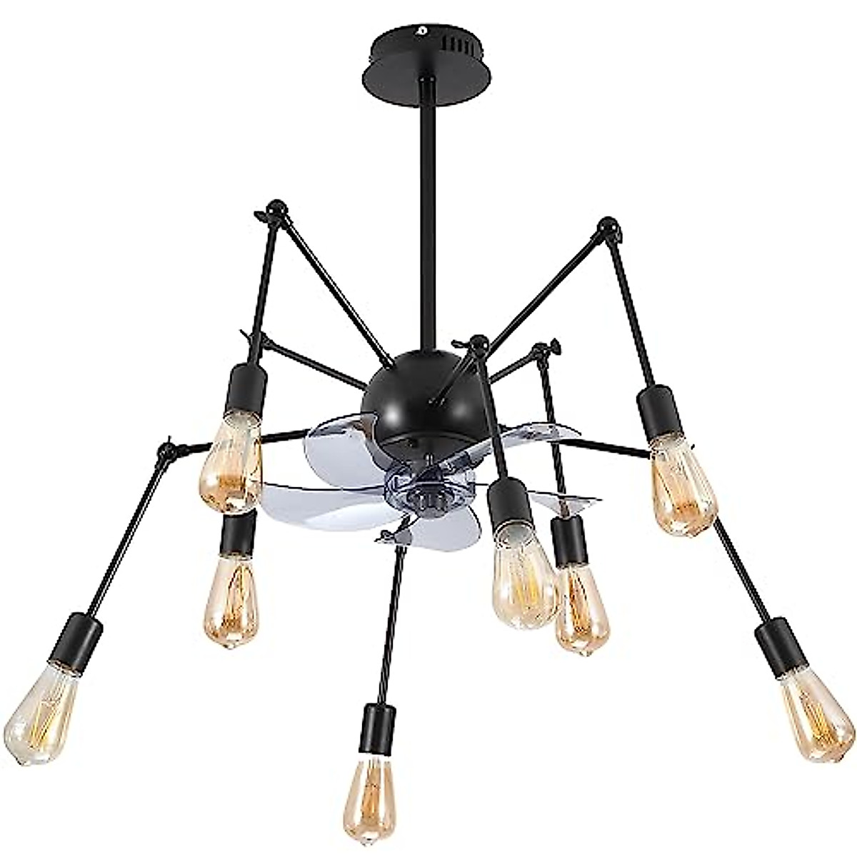 Aukali Ceiling Fans with Lights, Low Profile Ceiling Fan with Lights Remote Control, 45" Flush Mount Ceiling Light, Timer, 6 Speeds, Vintage Chandeliers for Dining Room, Bedroom (8 Lights)