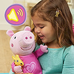 Peppa Pig Peppa’s Bedtime Lullabies Singing Plush Doll, 11 Inch Interactive Stuffed Animal, Preschool Toys for 18 Month Year Old Girls and Boys and Up, with Teddy Bear Accessory