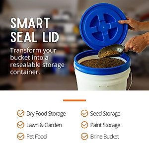 Smart Seal Replacement Lid - 10 Pk, Multi Color - Easy Screw On Container Lid for 3.5,5,6 & 7 Gallon Buckets - Food Grade, Industrial, Storage, Wood Pellets, Cat & Dog Food, More