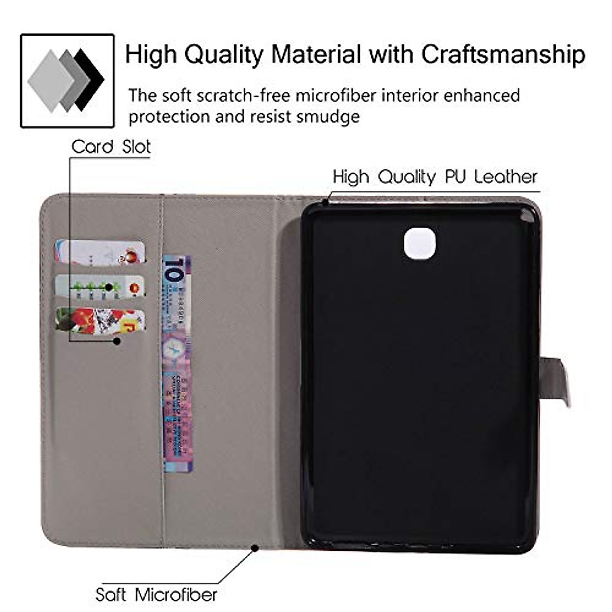 T350/P350 Case,Galaxy Tab A 8.0 2015 Case, [3D Pattern] UGOcase Slim Fit Protective PU Leather Folio Stand Wallet Smart Case with Auto Wake/Sleep for Galaxy Tab A 8 2015 Release, Pink Butterfly