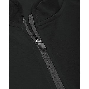 TAPULCO Mountain Bike Shirts for Men, Quick Dry Tech 1/4 Zip Pullover 2 Rear Pockets Moisture Wicking Breathable Sport Shirt Black Large