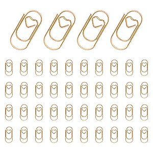 LAHONI 150 Pieces Cute Paper Clips, Mini Smooth Steel Wire Heart Shaped Paperclips Bookmark Clips for Office Supplier School Student (0.79 inch/20mm) Gold