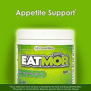 VH Nutrition Eatmor | Appetite Stimulant* Weight Gain Pills* for Men and Women | Formulated with Gentian, Ginger, Alfalfa | 120 Capsules