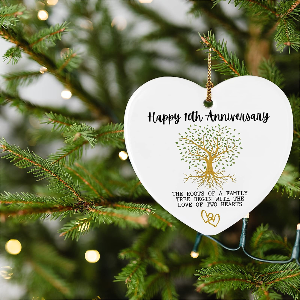 10th for Couple Happy 10th Anniversary Ornament Keepsake Sign Heart Plaque Anniversary Romantic Couple Wedding Engagement Gifts for Her Him Wife Husband
