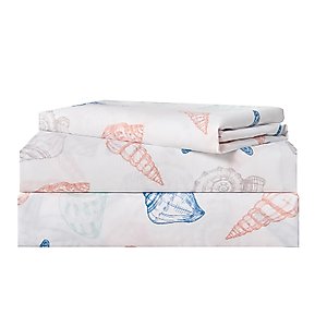 SPIRITUAL COZY Cartoon Twin Sheets for Kids - 3 Piece Cute 3D Beach Shell Printed Twin Sheet Set - 12 Inches Deep Pocket Breathable Boys and Girls Twin Sheets - Soft Kids Sheets with 1 Pillowcase