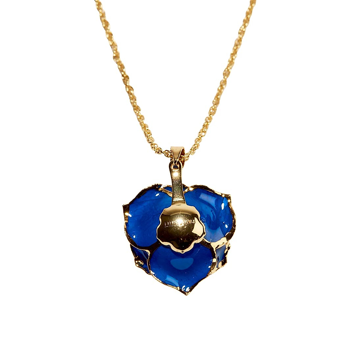 Eternal Necklace by Eternal Rose 24k Gold Dipped Forever Rose Necklace - (Blue Velvet)