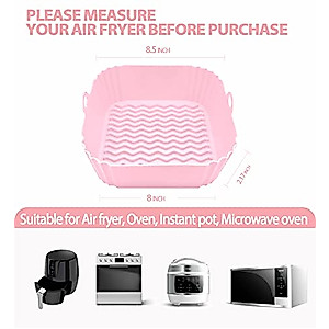 Umintzkss 2PCS Air Fryer Silicone Liners 8.5 inch, Reusable Air Fryer Liner Replacement for Paper Liner, Non-Stick Airfryer Liner Silicone, Multipurpose for Air Fryer, Oven, Steamer Pot (Pink, Blue)