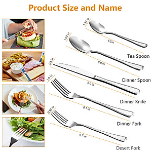 40 Pieces Silverware Set for 8, ASKSCICI Stainless Steel Flatware Cutlery Set for Home and Restaurant, Including Knife, Fork & Spoon, Modern Design, Dishwasher Safe