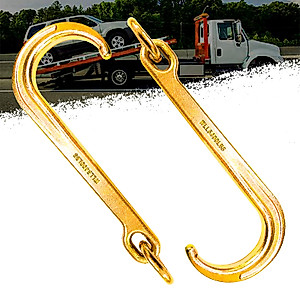 YATOINTO Pair of 15" J Hooks for Towing - G70 Steel with Chain Links, 5400 lb Capacity - Heavy Duty Tow Hook Fits Tractors, Trailers, Trucks
