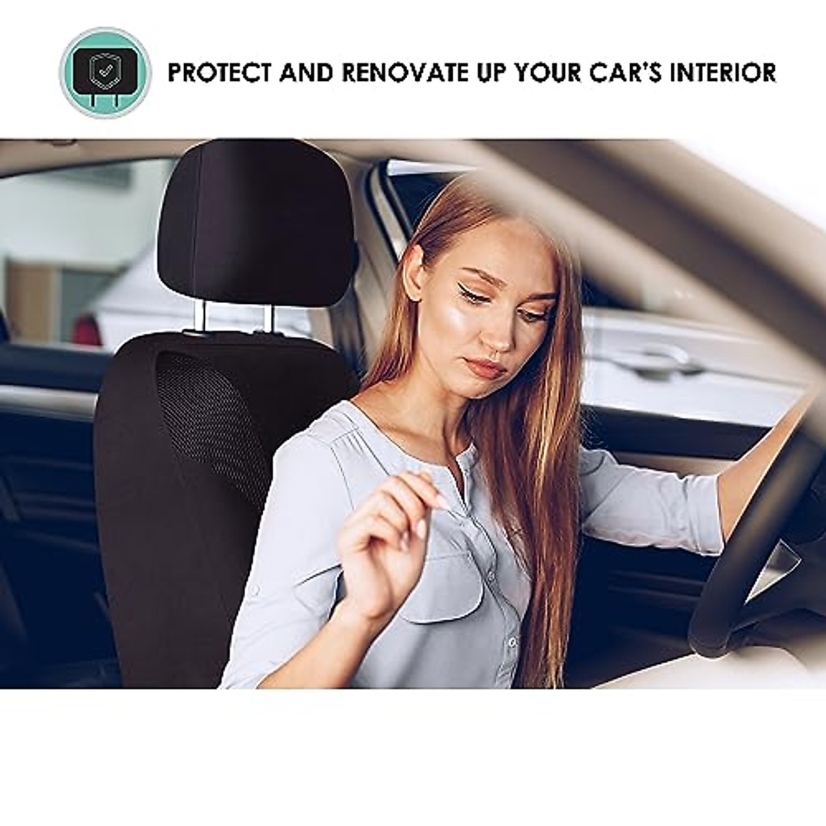 FH Group Car Seat Covers Front Set Premium 3D Air Mesh - Low Back Car Seats with Removable Headrest, Universal Fit, Automotive Seat Cover, Airbag Compatible Car Seat Cover for SUV, Sedan, Van Black