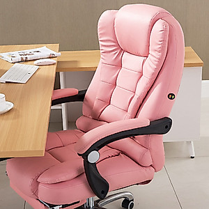 Pink Gaming Chair, Cute Computer Office Chair with footrest Ergonomic Gaming Chair Pink Kawaii Adjustable Swivel Racing Executive Massage Chair with High Backrest Lumbar Support Retractable Footrest