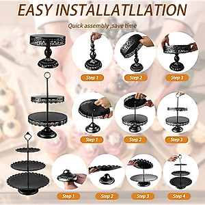 Black Cake Stand Set-7 Pcs Cake Stand Set-Dessert Table Display Set for Baby Shower, Wedding, Birthday Parties, Chrismas Celebration