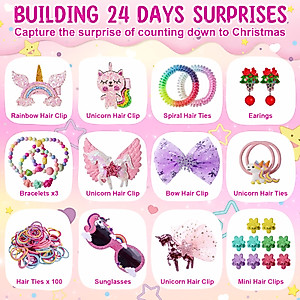 Asoulin Girls Advent Calendar 2023 -Unicorn Gift for Girl 24 Days Surprise Gift Box Funny Christmas Countdown Calendar for Teen Girl Kid Xmas Gift Basket with Hair Accessories Jewelry Sunglasses Purse