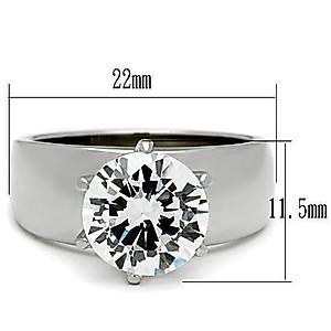 Lanyjewelry Wide Band Big Solitaire 3.5 Carat CZ Womens Stainless Steel Wedding Ring-7